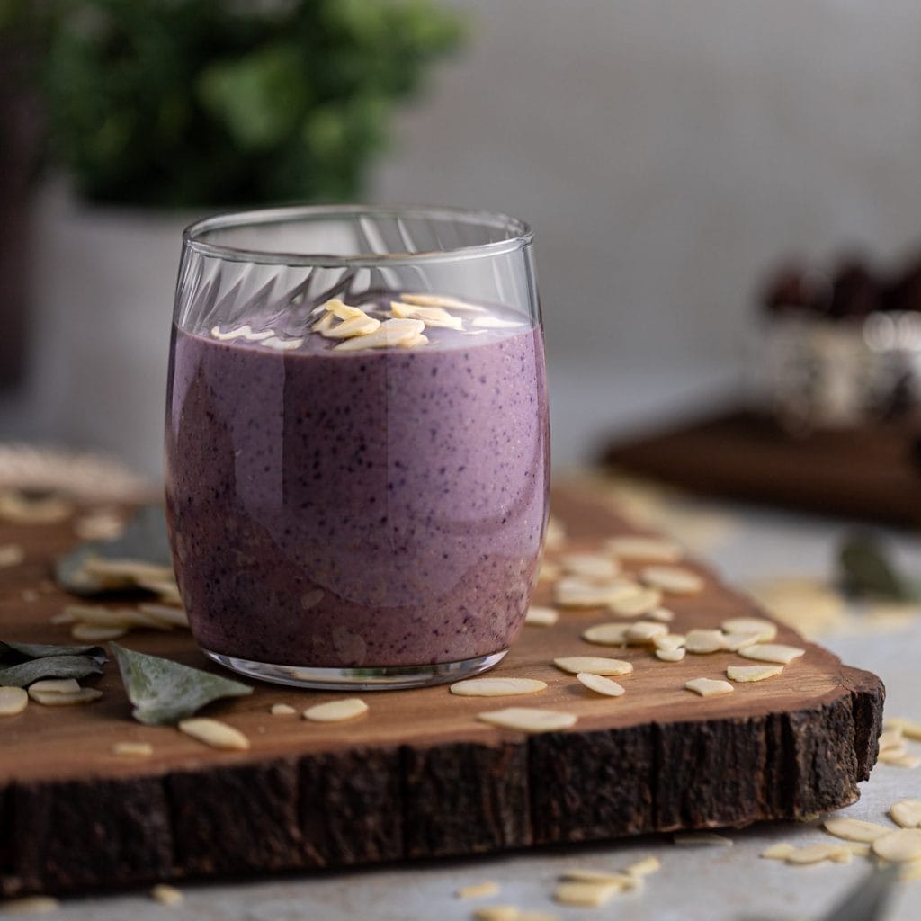 Blueberry Tahini Smoothie (Vegan) - The Littlest Crumb